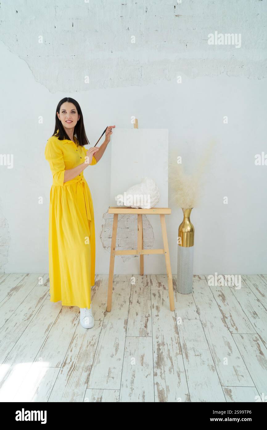 A Joyful Artist Proudly Showcasing Their Colorful Paint Brushes in a ...