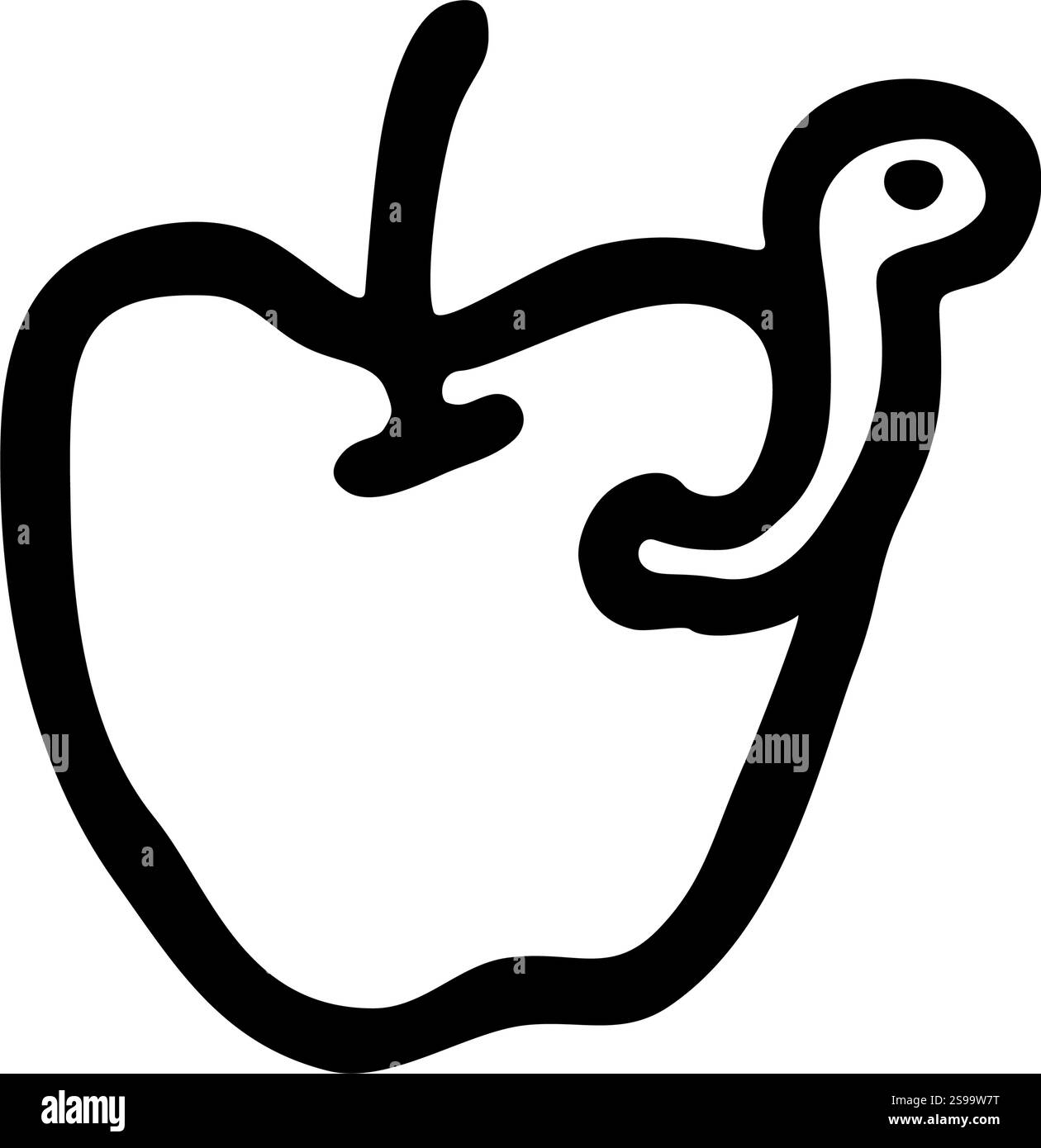 Apple doodle icon hand drawn with black line in freehand style. Vector ...