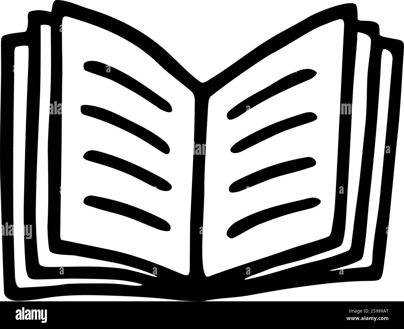 Doodle open book icon hand drawn with black line in freehand style ...
