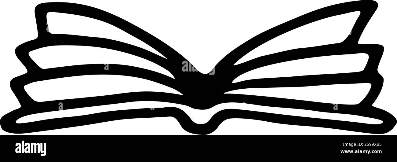 Doodle open book icon hand drawn with black line in freehand style ...