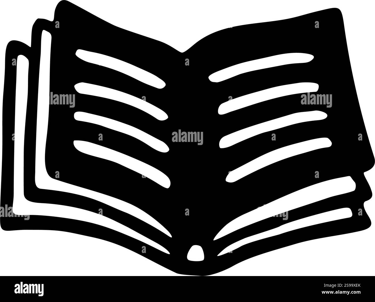 Doodle open book icon hand drawn in flat style. Knowledge and education ...