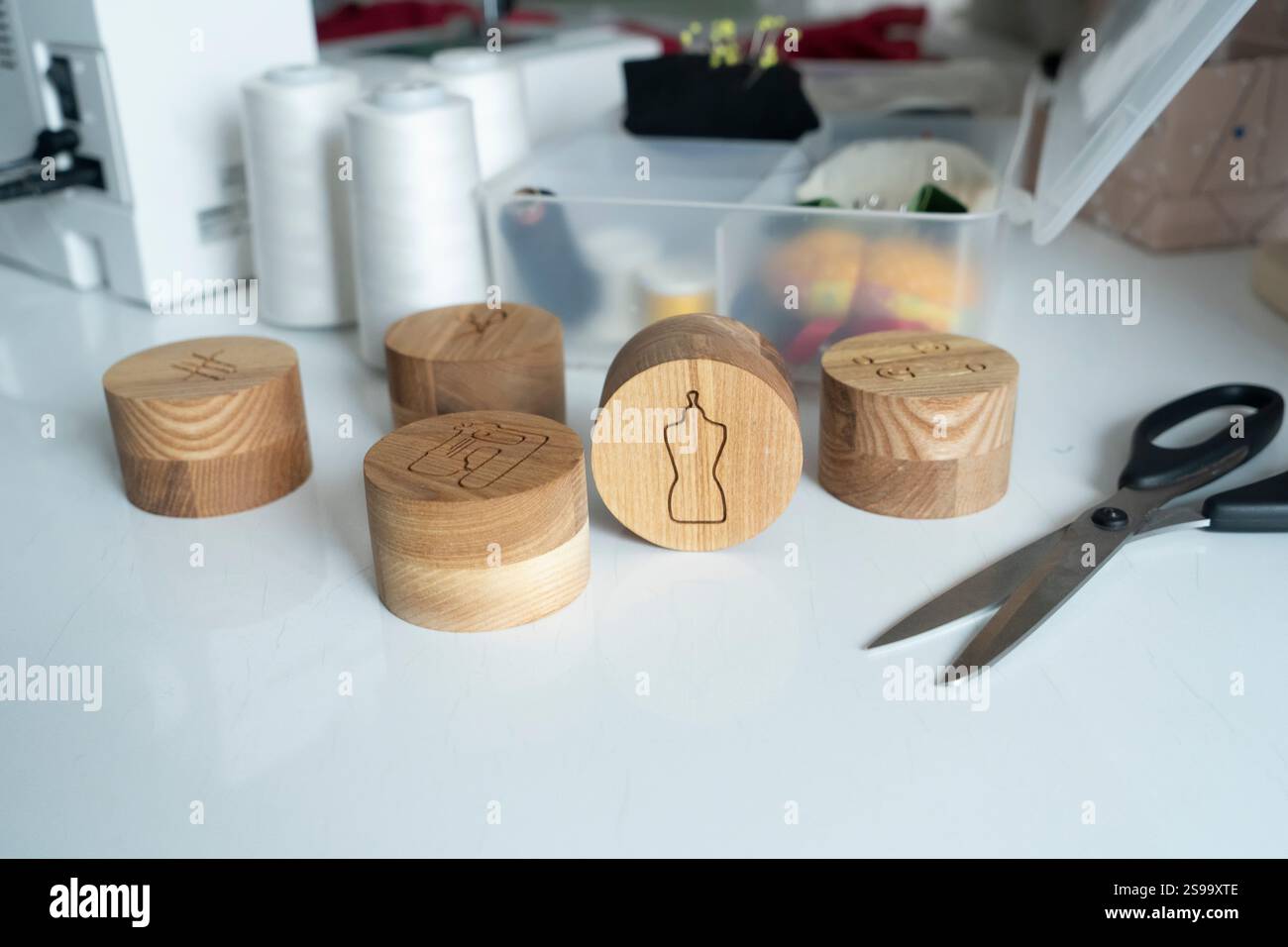 Sewing background with unfinished dress Stock Photo - Alamy