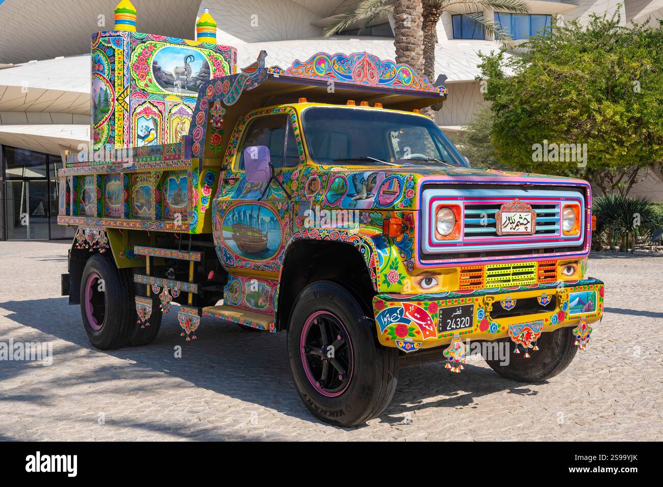 Doha, Qatar - January 24, 2024: Detail of a typical decorated Pakistan ...
