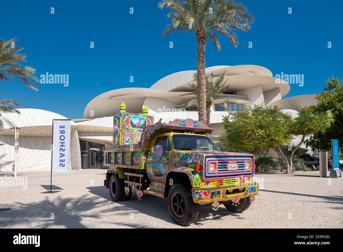 Doha, Qatar - January 24, 2024: Detail of a typical decorated Pakistan ...