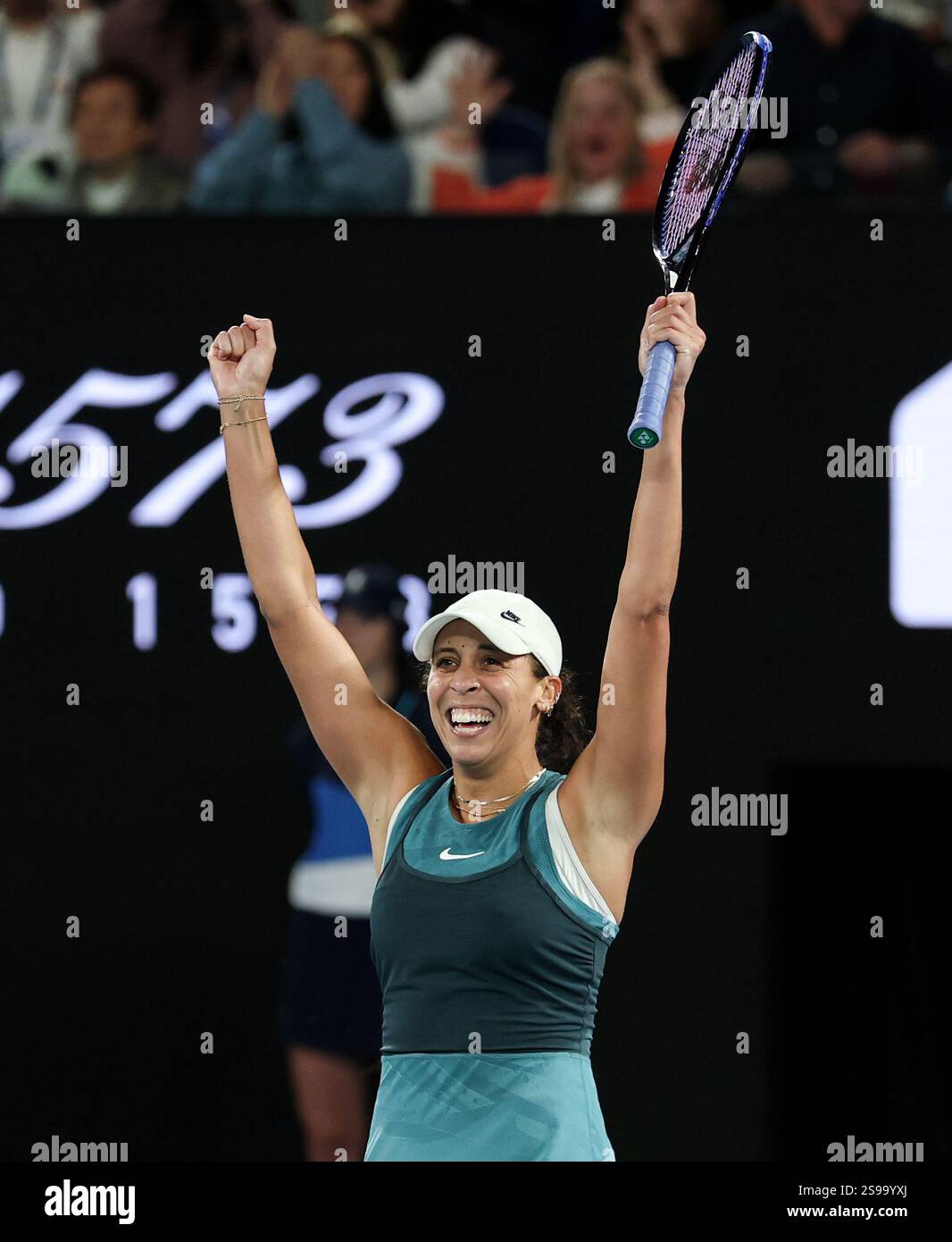 (250125) -- MELBOURNE, Jan. 25, 2025 (Xinhua) -- Madison Keys ...