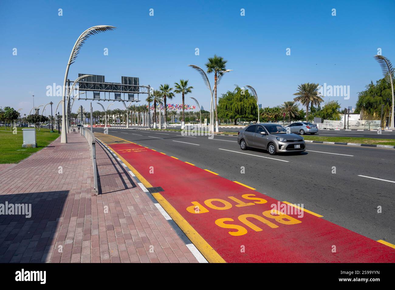 Karwa Bus Stop at Corniche road doha Qatar Stock Photo - Alamy