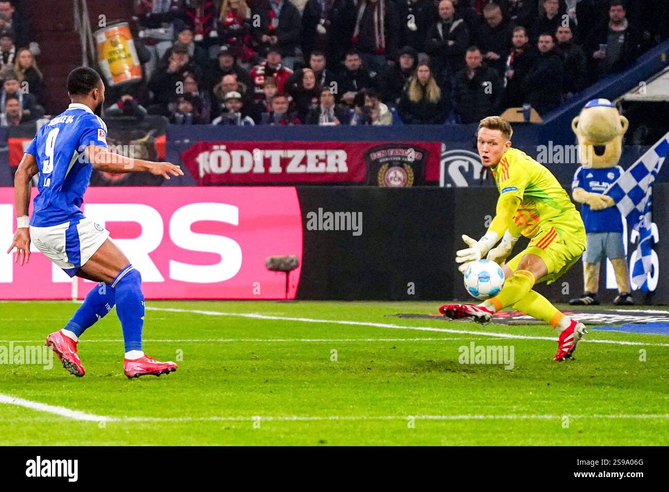 GELSENKIRCHEN, NETHERLANDS - JANUARY 25: Goalkeeper Jan Reichert of 1. FC Nurnberg unable to ...