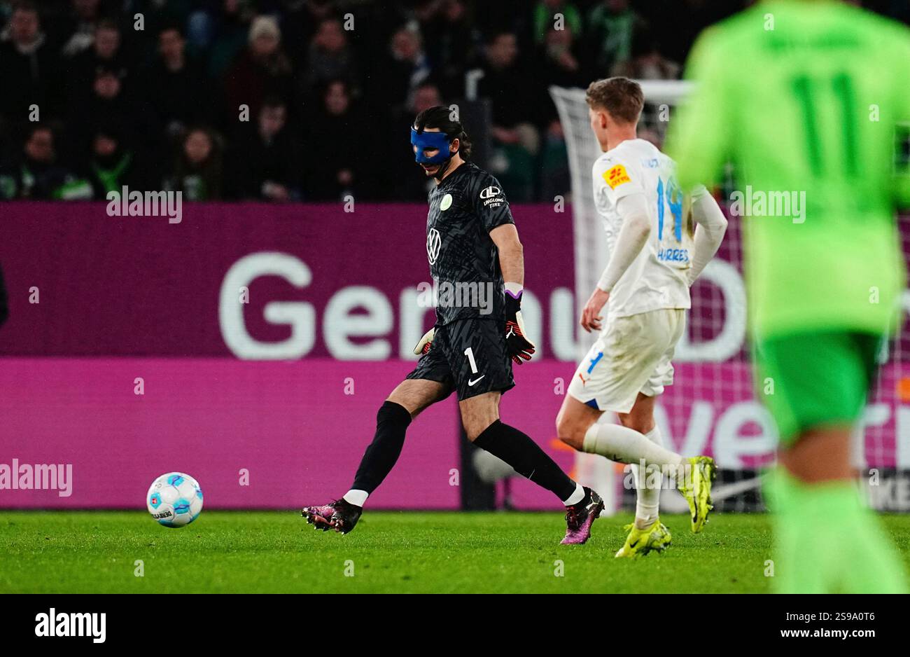 January 24 2025: Kamil Grabara (VfL Wolfsburg) controls the ball during ...