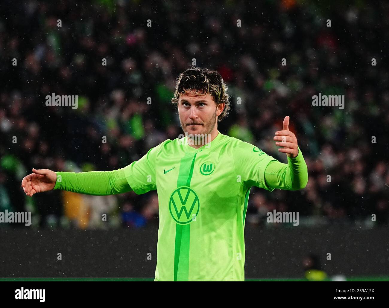 January 24 2025: Jonas Wind (VfL Wolfsburg) celebrates during a 1 ...