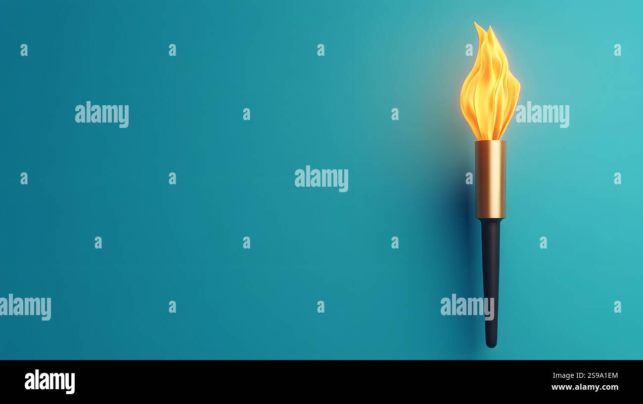 Fiery Torch with a Glowing Golden Flame,Symbolizing and Motivation in a ...