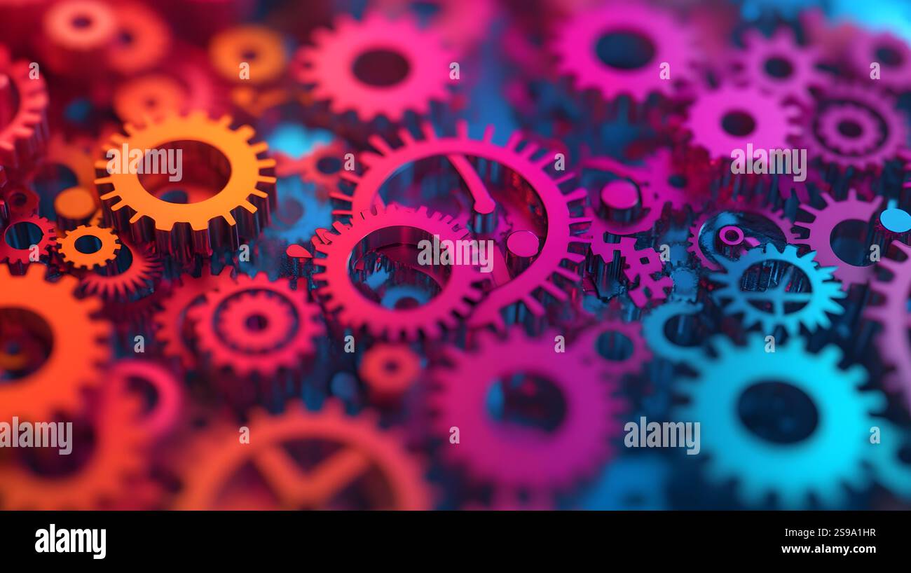 Intricate and vibrant clockwork mechanism design,symbolizing the ...