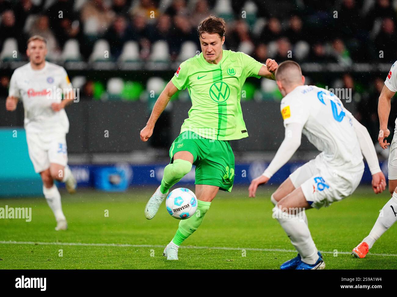 January 24 2025: Mattias Svanberg (VfL Wolfsburg) controls the ball ...