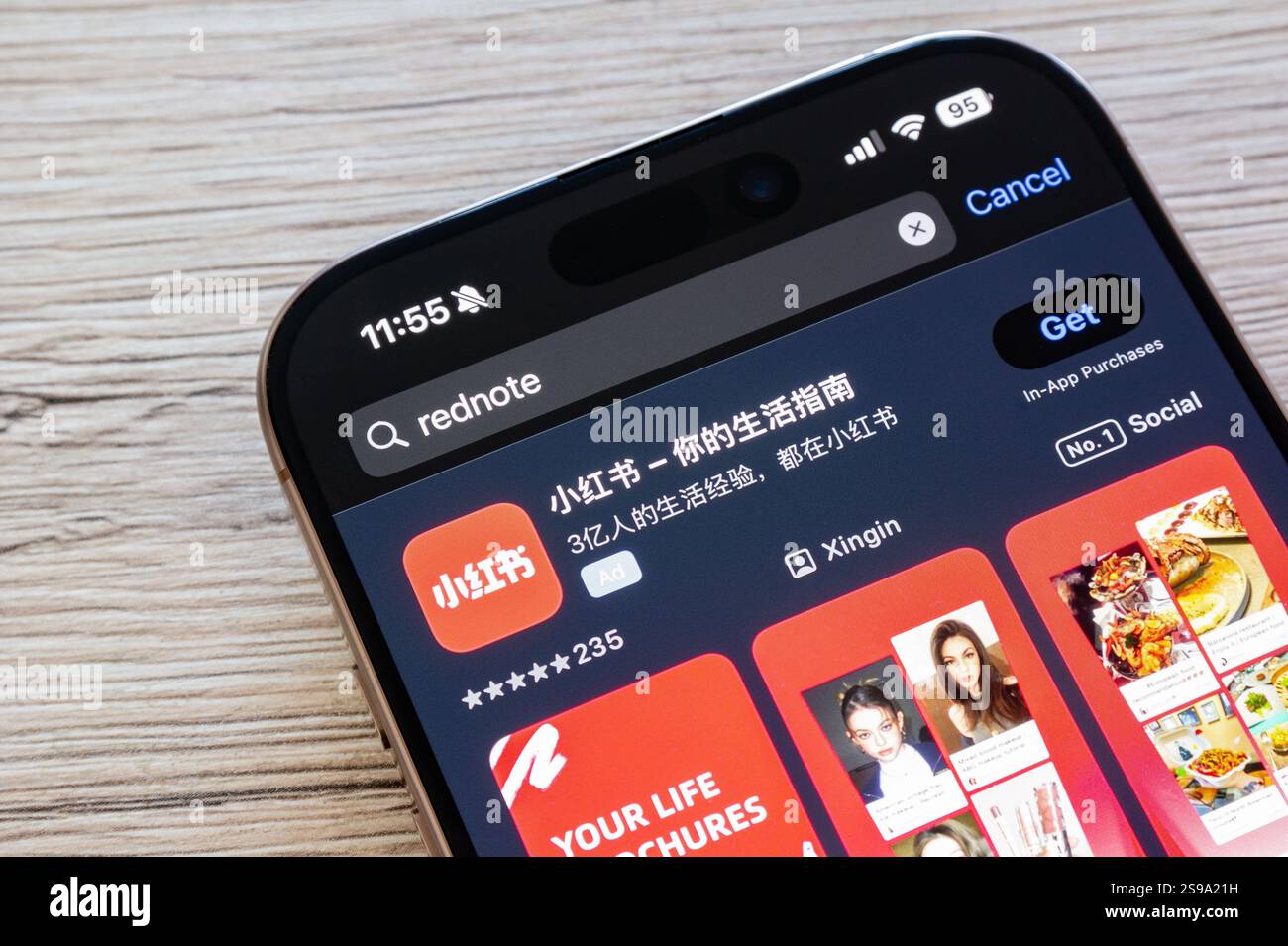 OSTRAVA, CZECHIA - JANUARY 19, 2025: App store with RedNote social network mobile application ...