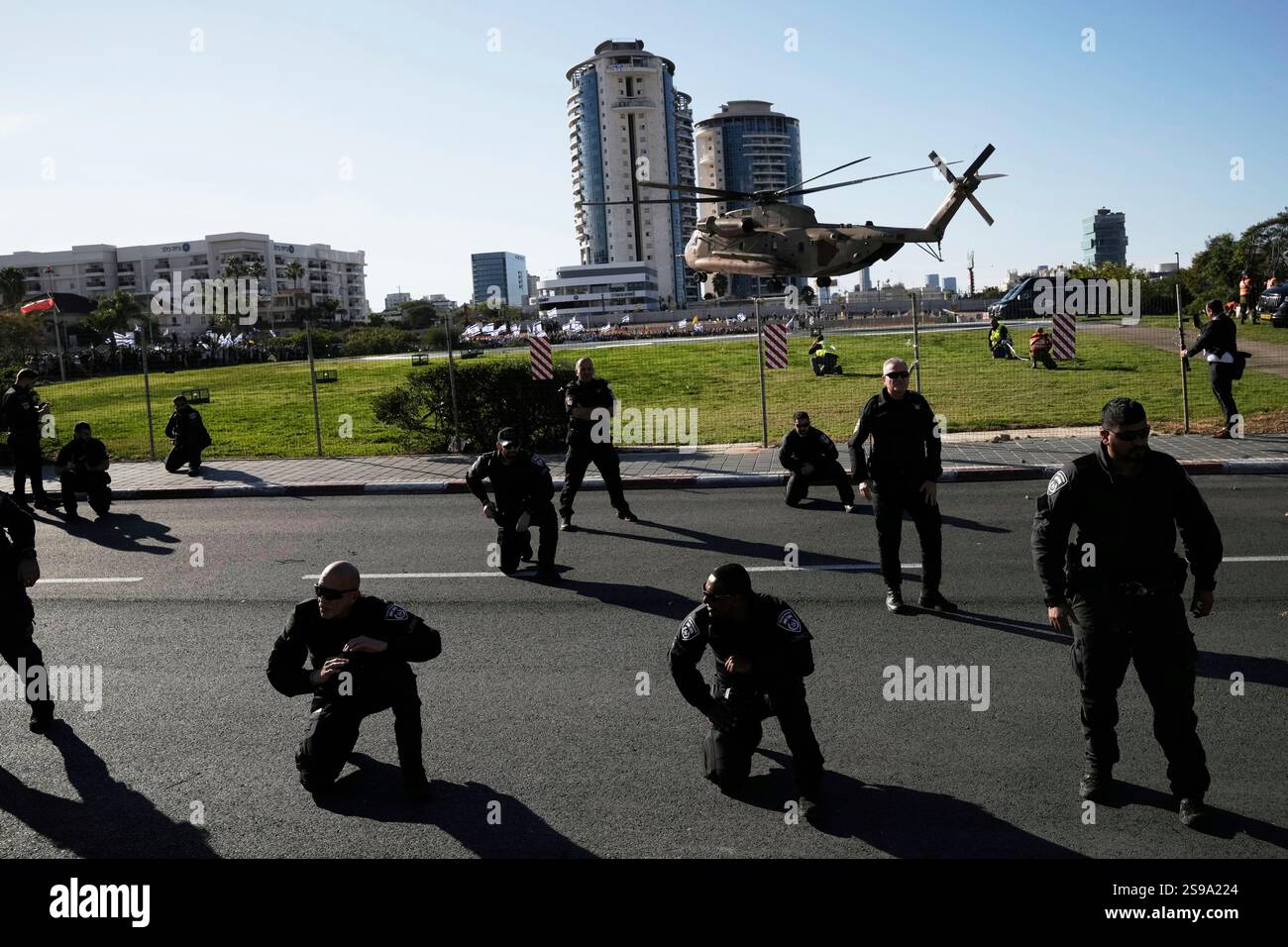 An Israeli military helicopter, carrying the four Israeli female ...