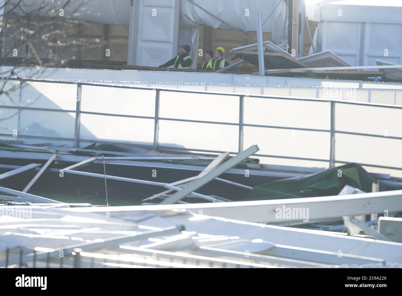 Workers at an ice skating facility in Blanchardstown which was damaged ...