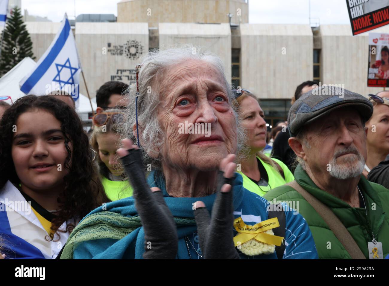People in Tel Aviv Museum Square (unofficially renamed Hostage Square ...