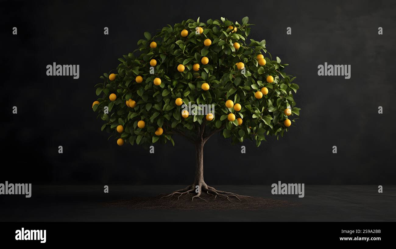 Lush and vibrant tree of life with a bountiful harvest of shimmering ...
