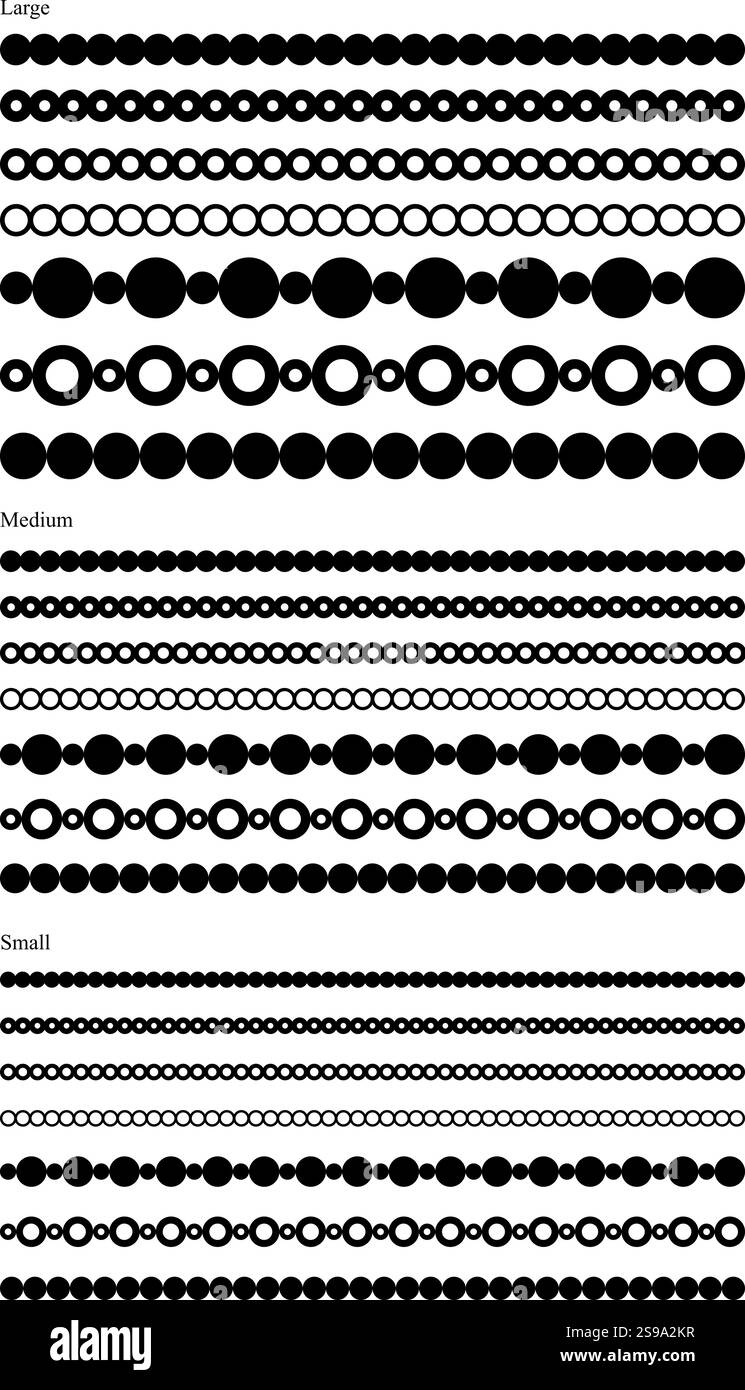 Set of 21 Isolated Seamless Decorative Vector Edges for Design. Circles ...