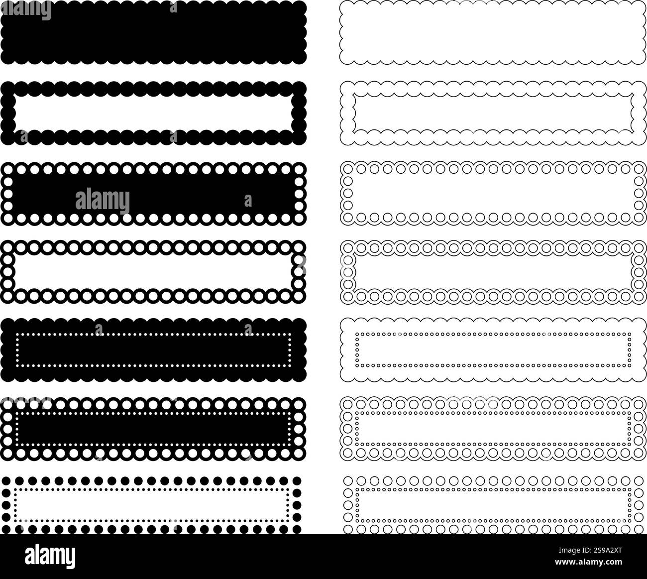 Set of 14 isolated decorative vector scalloped rectangles templates ...