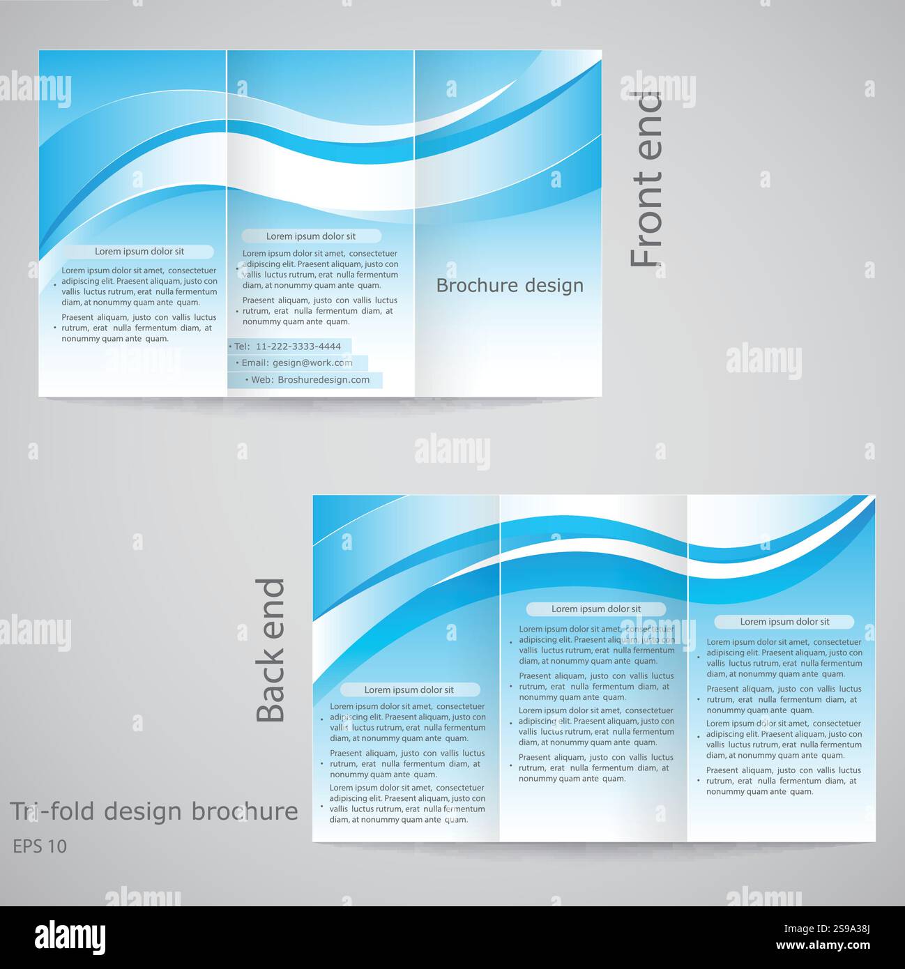Tri-fold brochure design. Brochure template design with blue and white ...