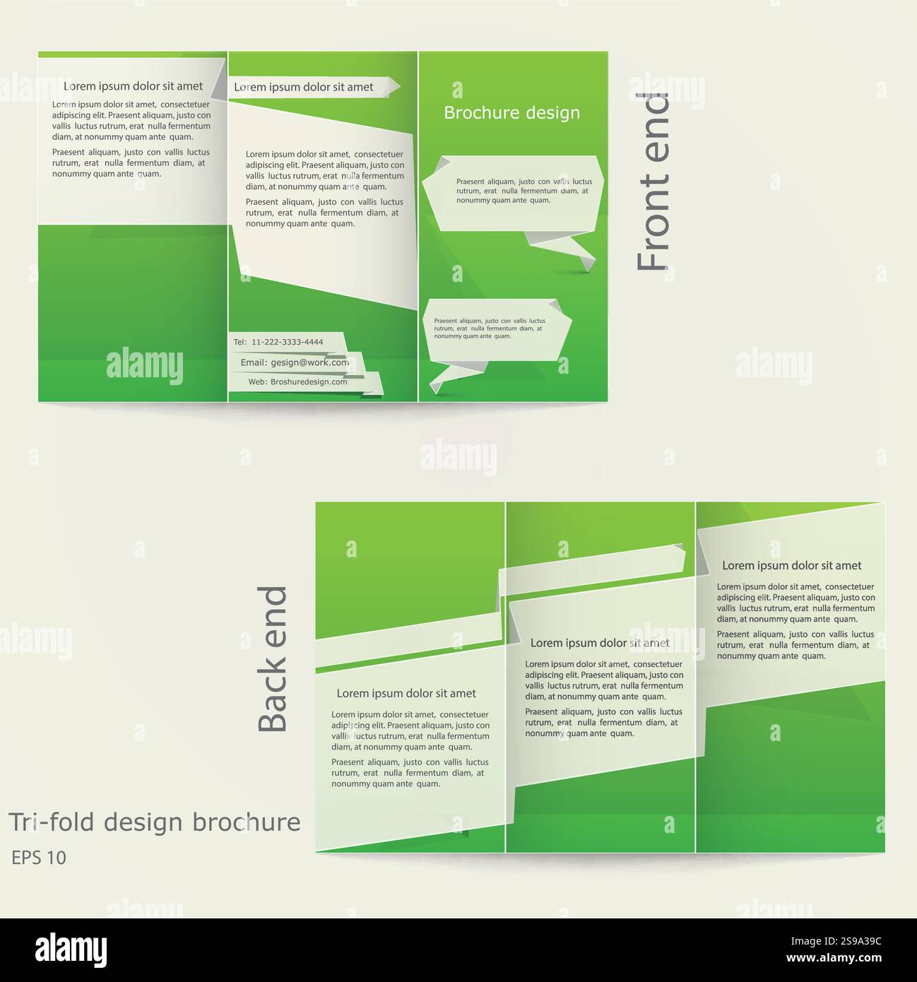 Tri-fold brochure design. Brochure template design with green color ...