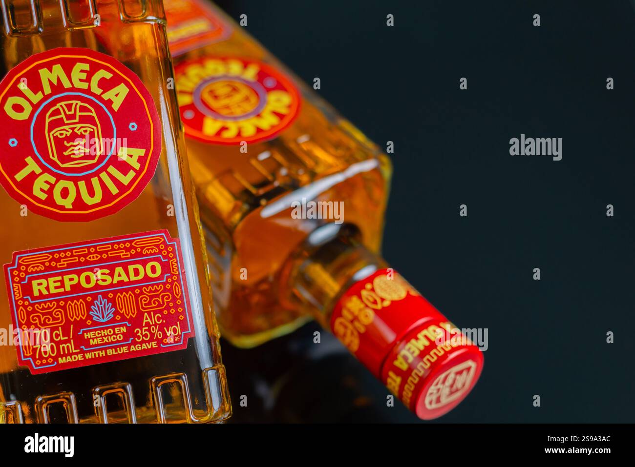 LONDON, UK - 30 MAY 2024 Olmeca Reposado Tequila is one of the few ...