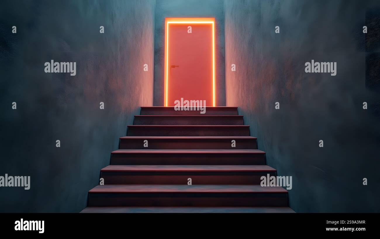 Staircase of Knowledge:A Glowing Portal to Achievement - 3D depicting a ...