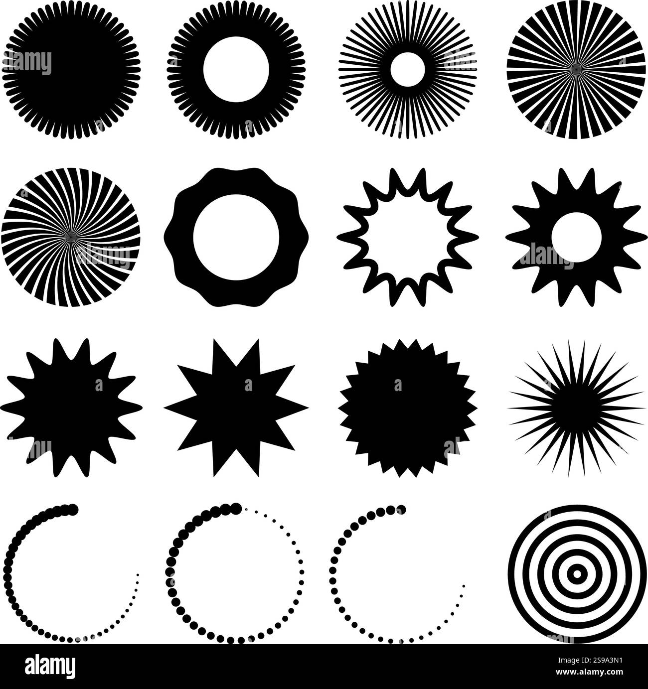 Circles. Set of 16 Editable Vector Circle Design Elements, Star ...