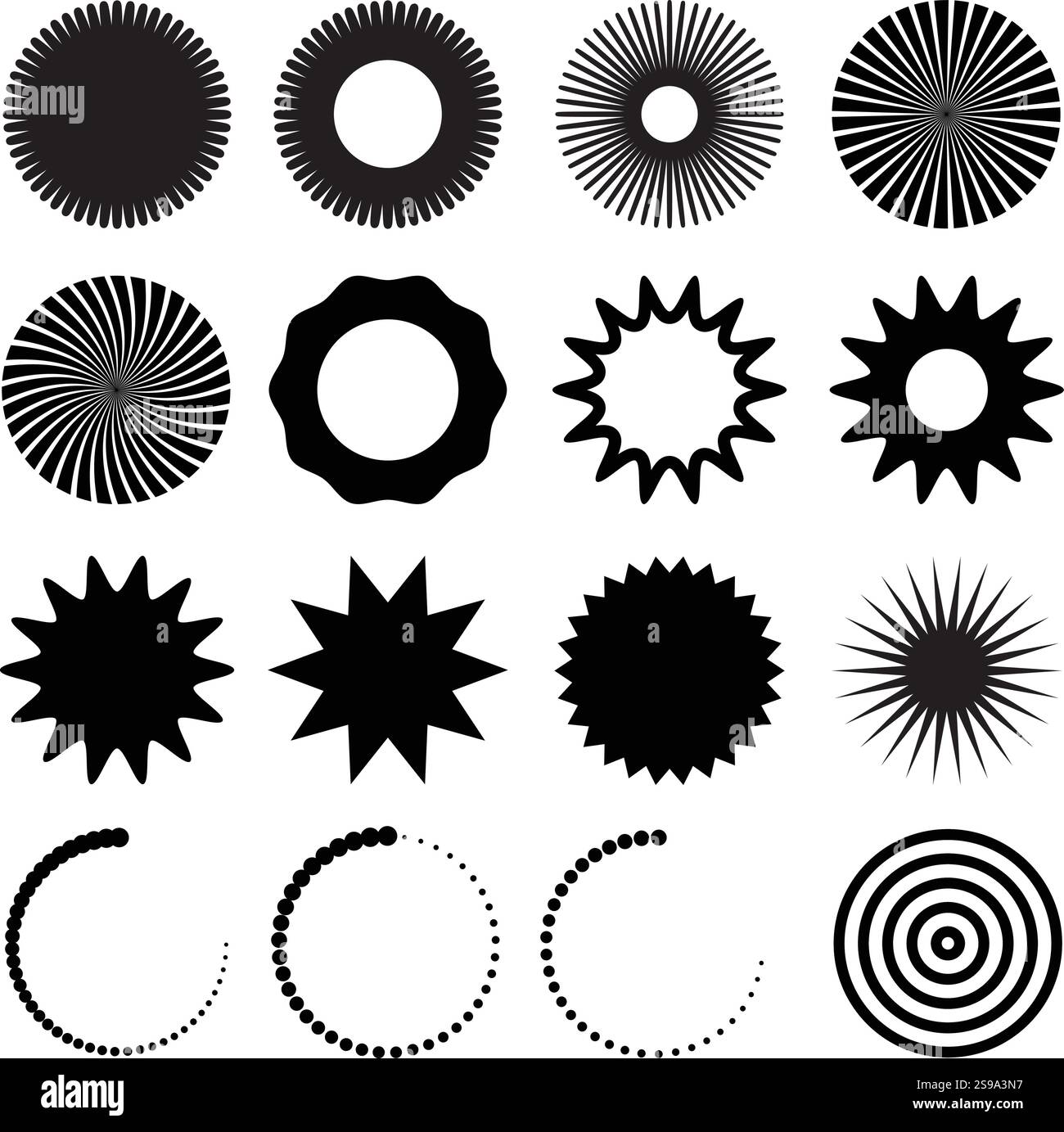 Circles. Set of 16 Editable Vector Circle Design Elements, Star ...