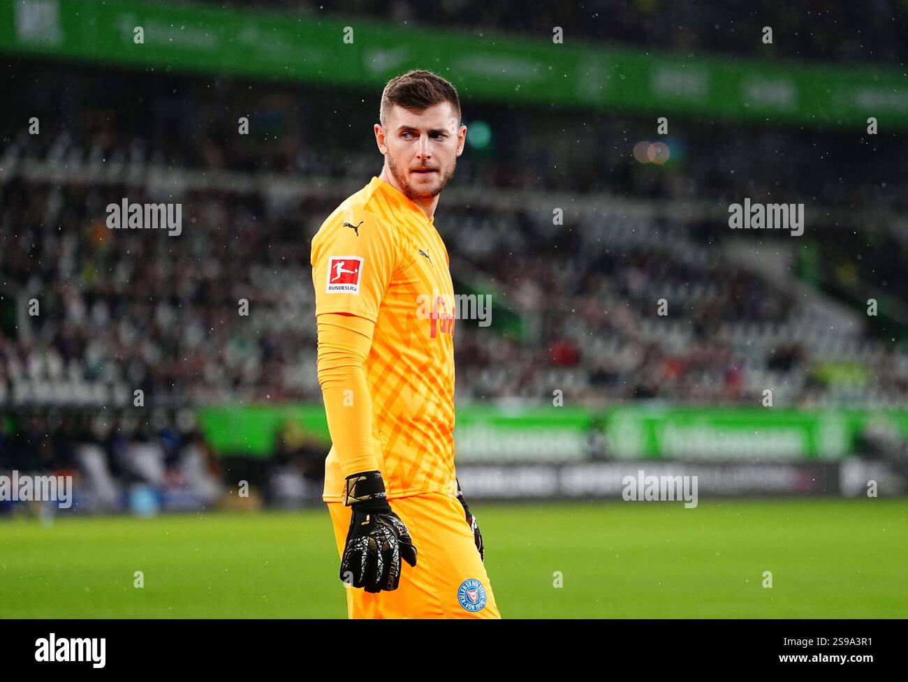 January 24 2025: Timon Weiner (Holstein Kiel) looks on during a 1 ...