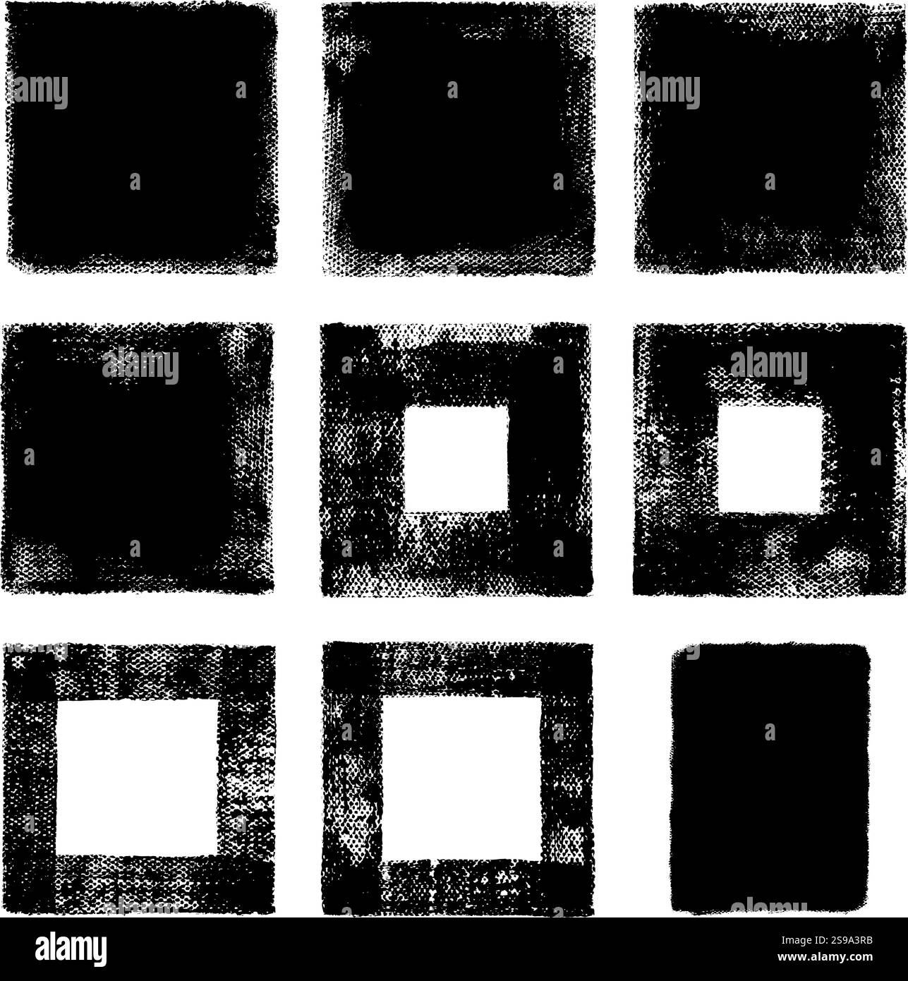 Vector Square Shapes. Set of 9 hand painted grunge vector squares ...