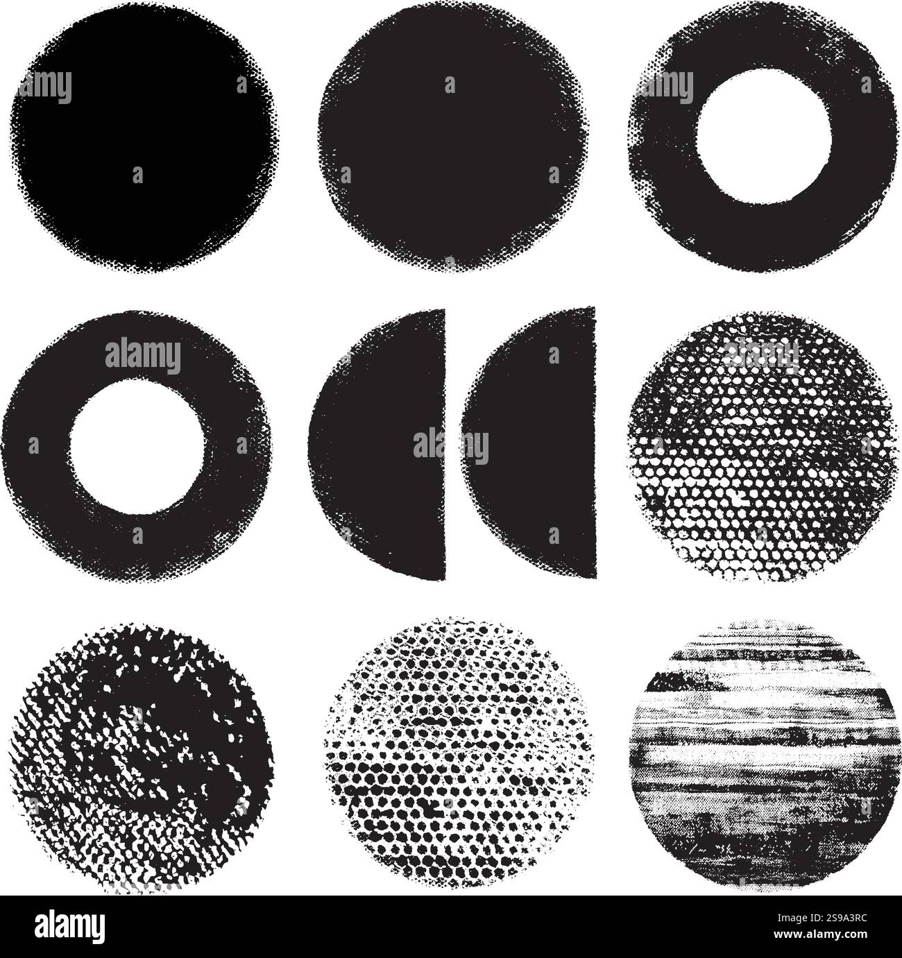 Vector Circle Shapes. Set of 9 hand painted grunge vector circles ...