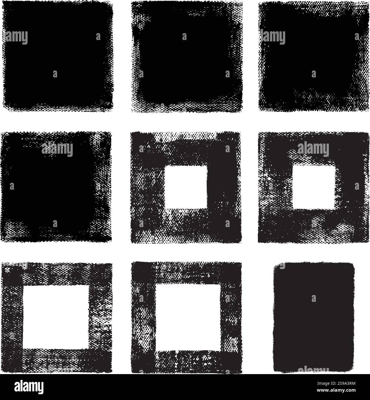 Vector Square Shapes. Set of 9 hand painted grunge vector squares ...