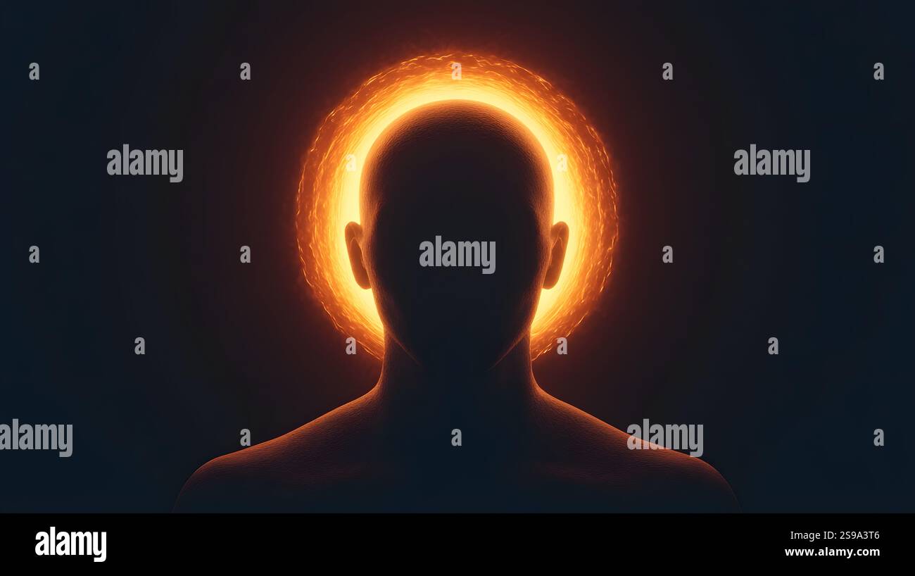 Radiant,glowing abstract human figure symbolizing self-realization ...