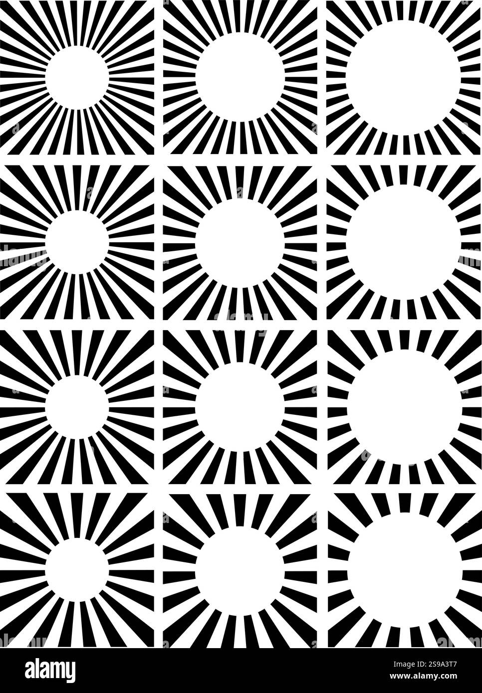 Set of 12 Editable vector radial sunbeams with different sizes of ...
