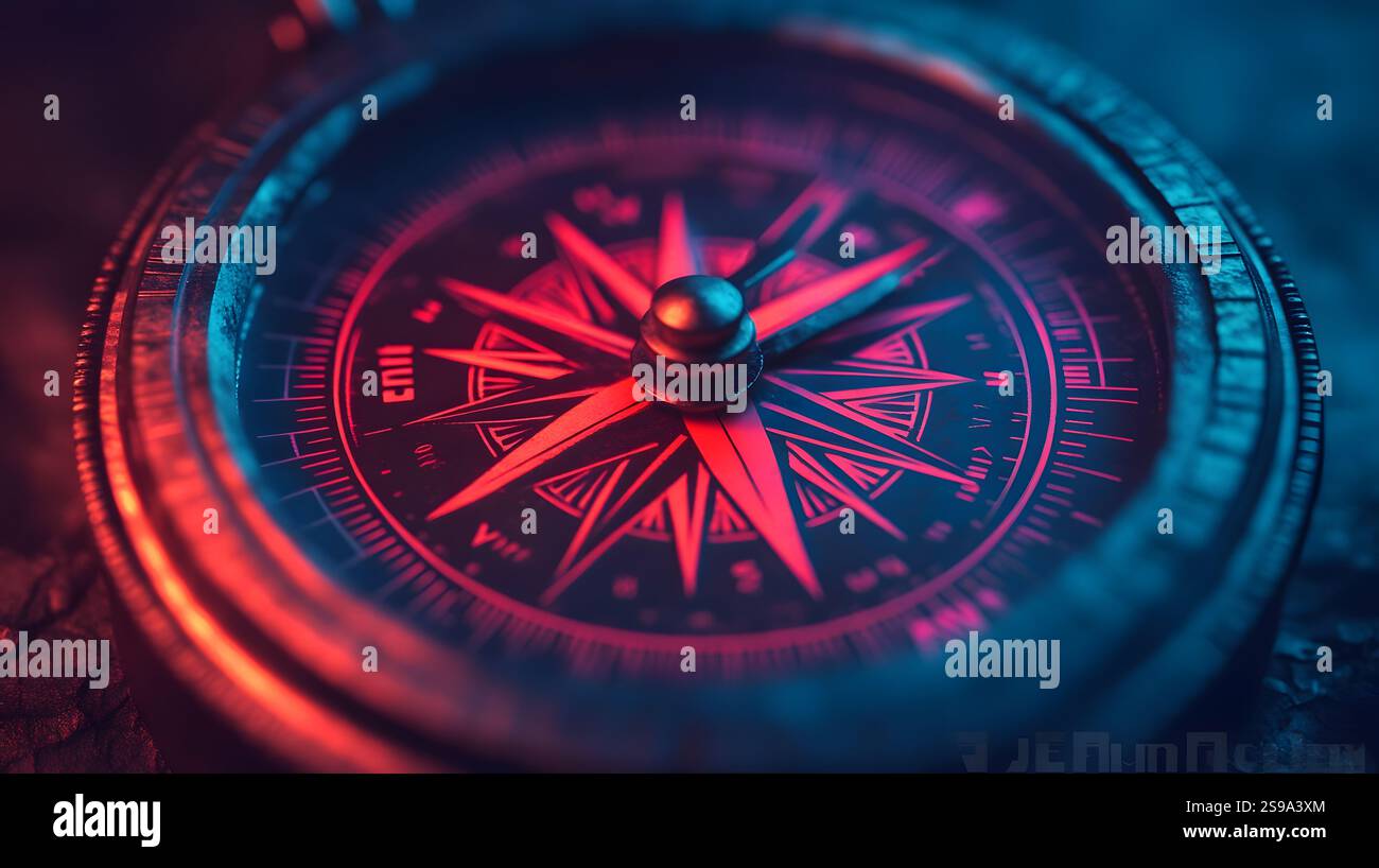 Glowing Compass Needle Pointing the Way,Symbolizing Life's Direction ...