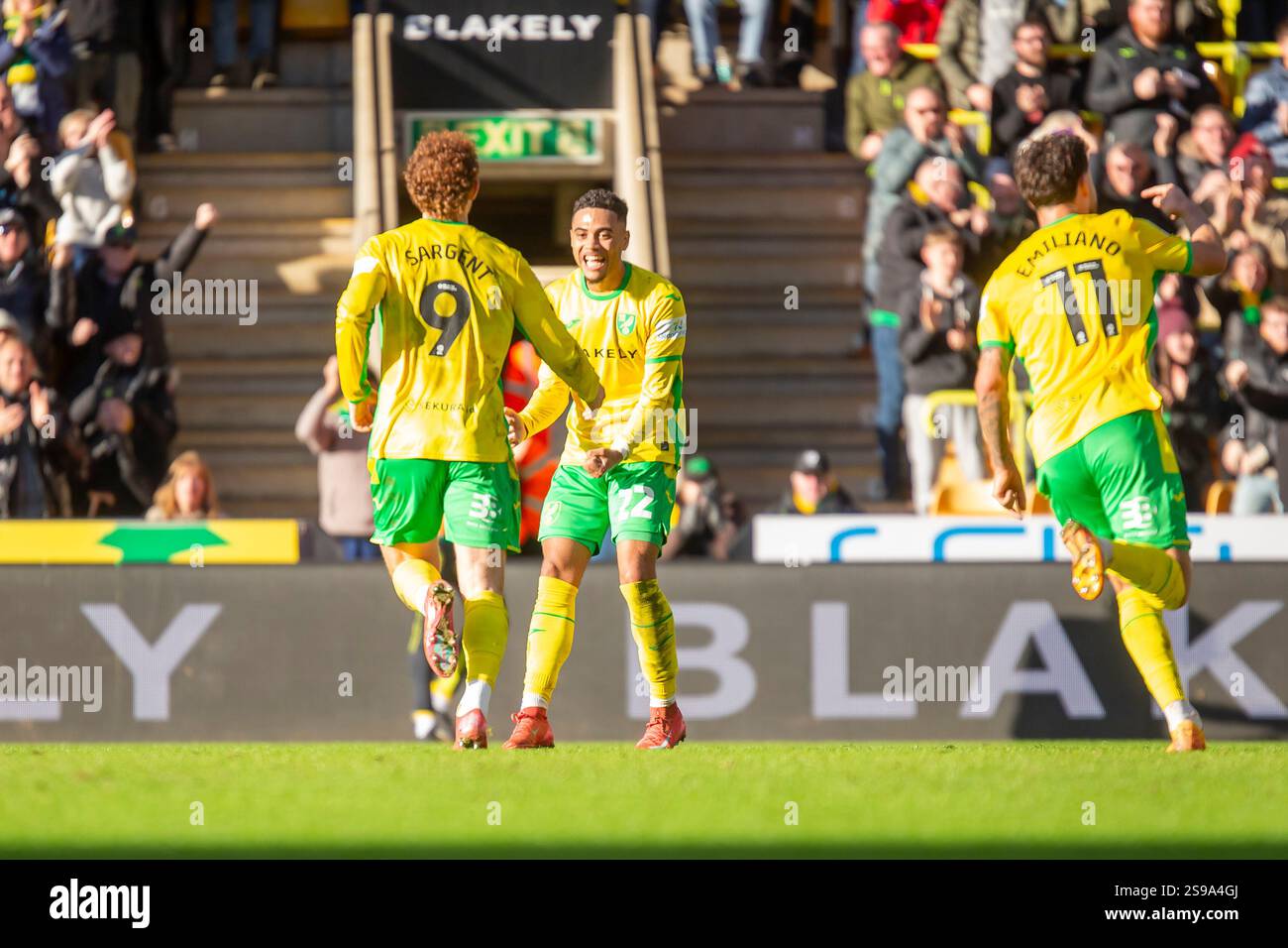 Josh Sargent of Norwich City celebrates the first team goal with ...