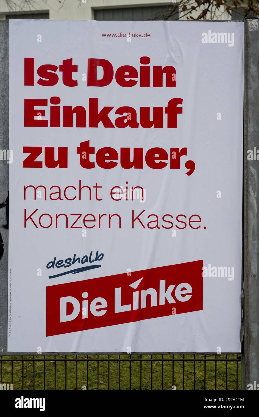 Billboard with election poster, Die Linke, Bundestag election 2025 ...