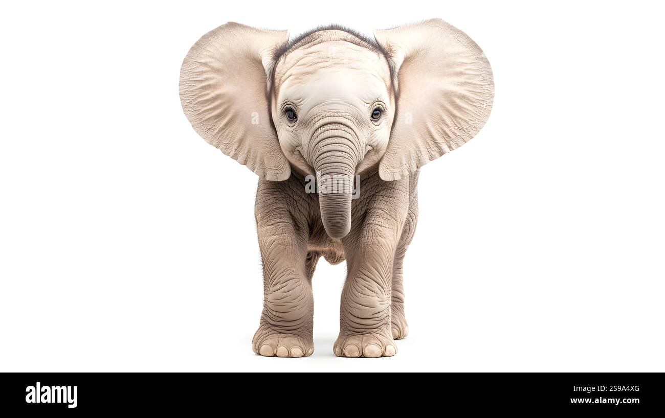 Adorable baby African elephant with floppy ears standing and playing ...