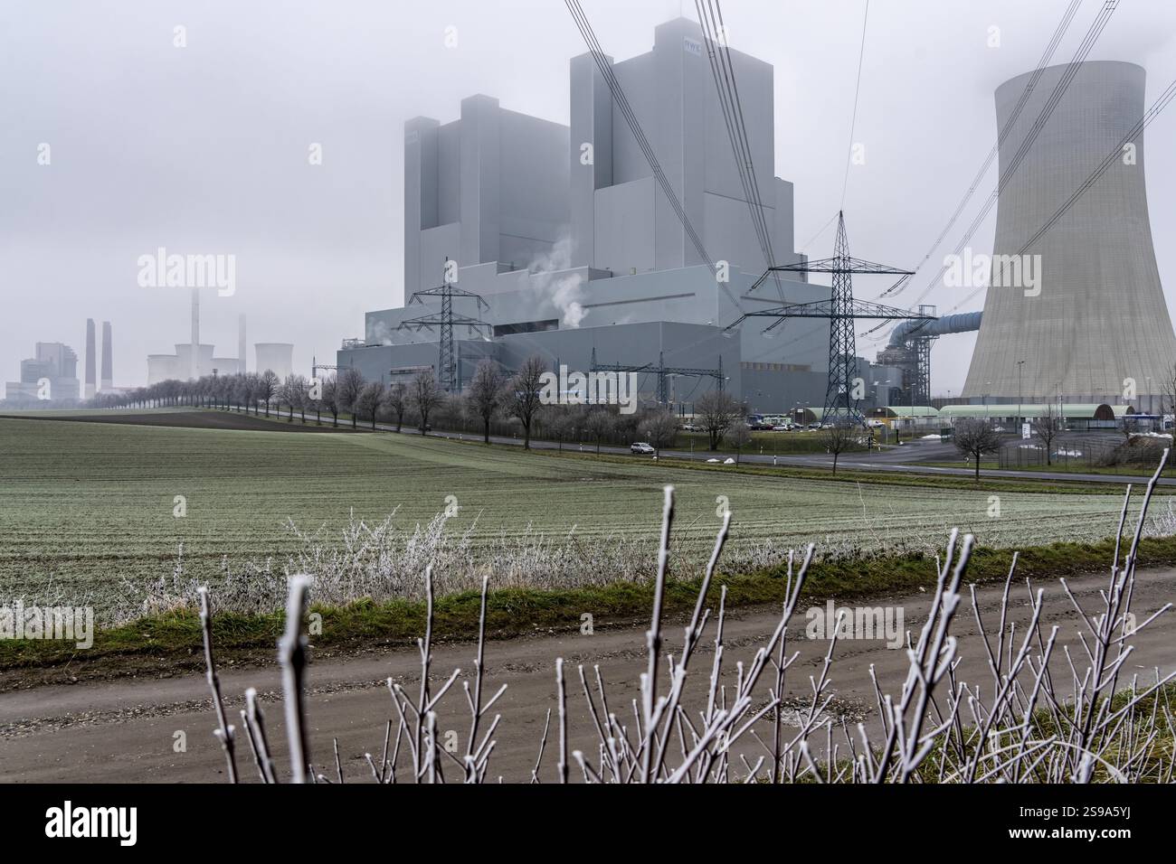 RWE lignite-fired power plant Neurath, near Grevenbroich, power plant ...