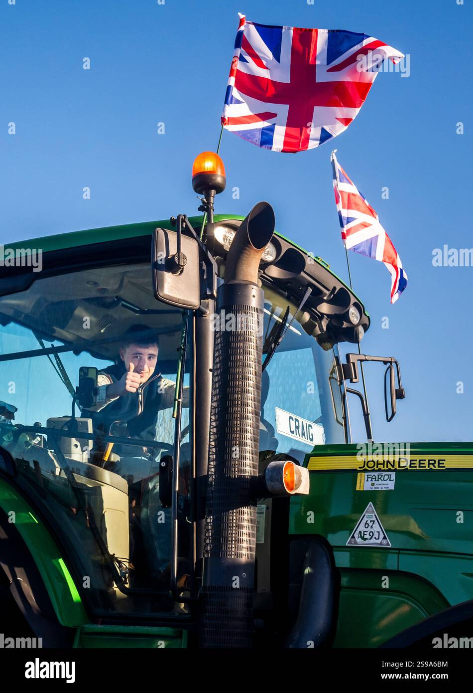 A tractor driver as farmers gather at Selby Livestock Auction Mart ...