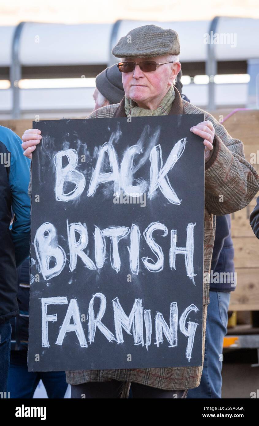 A man in Selby taking part in the National Farmers' Day of Unity, a day ...