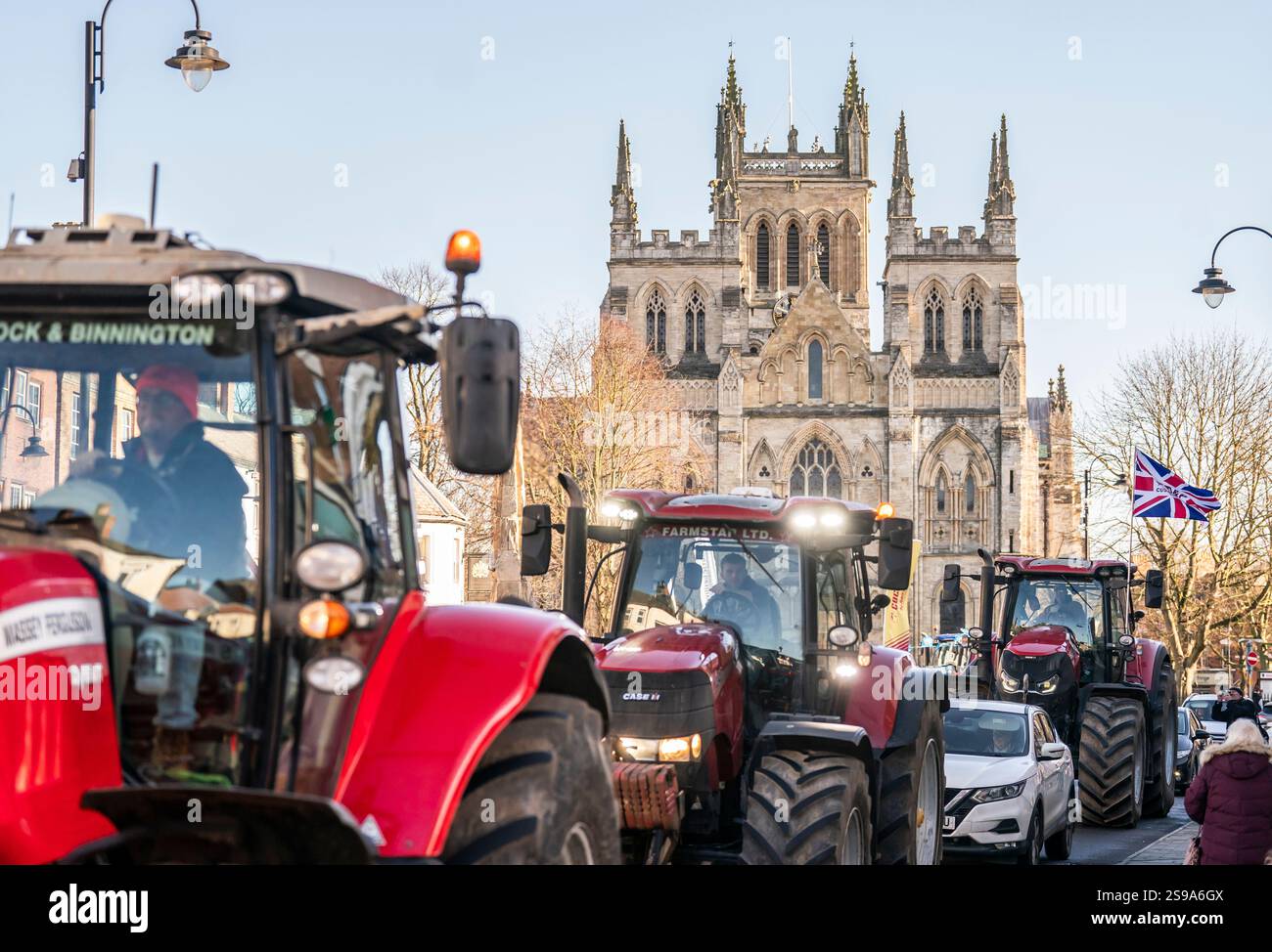 Tractors parade on a route around Selby, part of the National Farmers ...