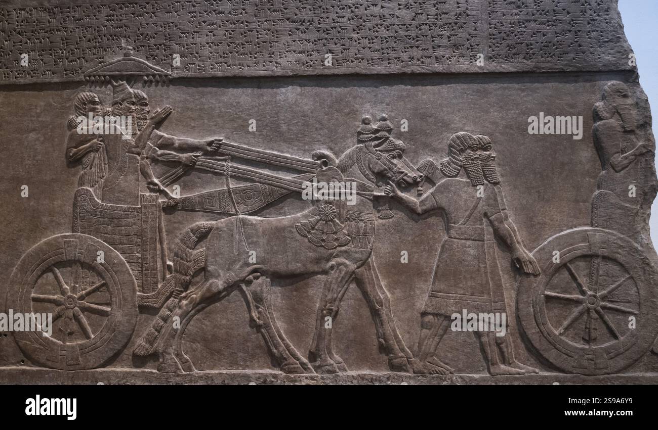 Chariot, wheel, Assyrian relief from Nimrud, today Iraq, British Museum ...