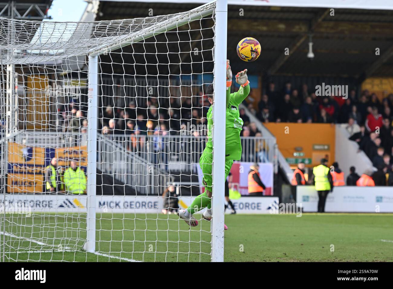 Goalkeeper Christy Pym (1 Mansfield) saves free kick during the Sky Bet ...