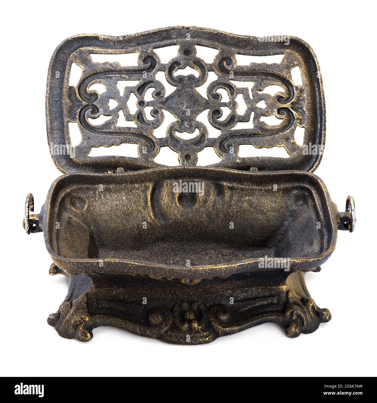 Antique portable metal roaster. Isolated image Stock Photo - Alamy