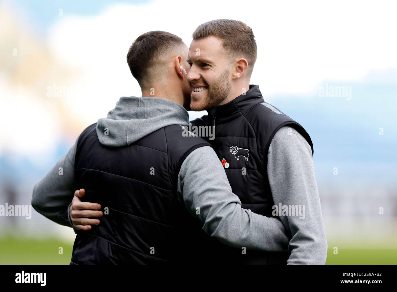 Derby County's Callum Elder (right) ahead of the Sky Bet Championship ...
