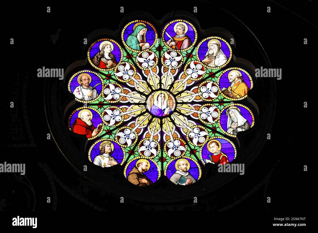 Interior view of the Gothic basilica, construction began at the end of ...