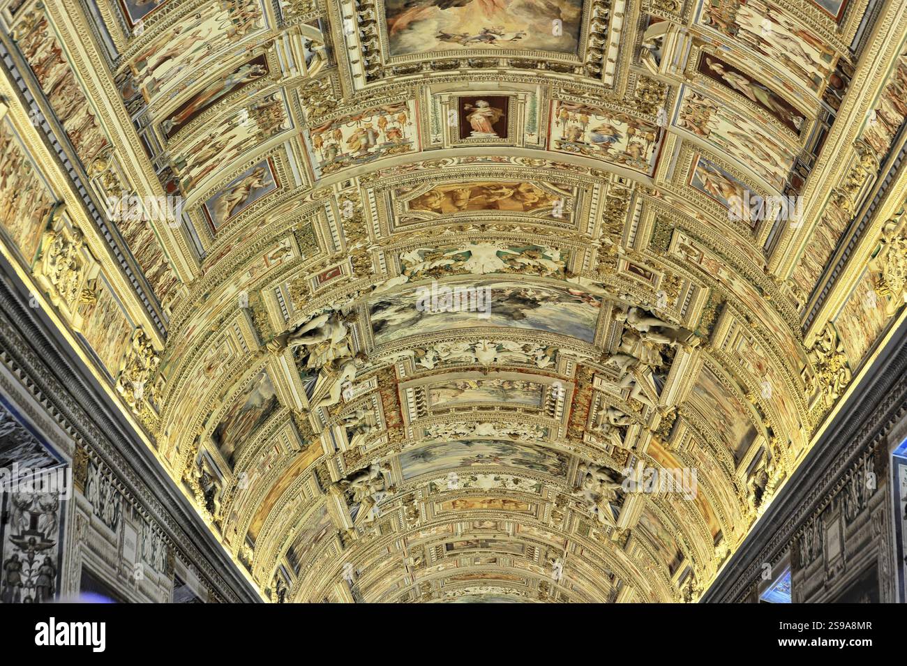 Vatican Museums, Vatican City, Vatican, Rome, Lazio, Italy, Detailed, elaborately decorated ...