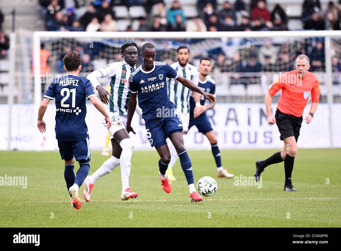 21 Aliou BADJI (red) - 05 Moustapha MBOW (pfc) during the Ligue 2 BKT ...